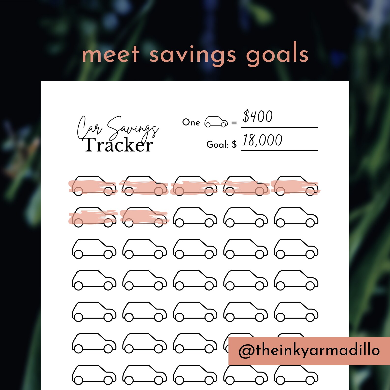 Printable Car Savings Tracker, Vehicle Finance Planner, Instant ...