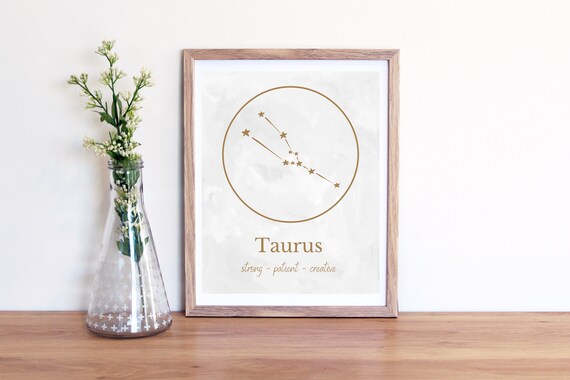 Taurus Star Sign Printable Wall Art Digital Download Zodiac | Etsy