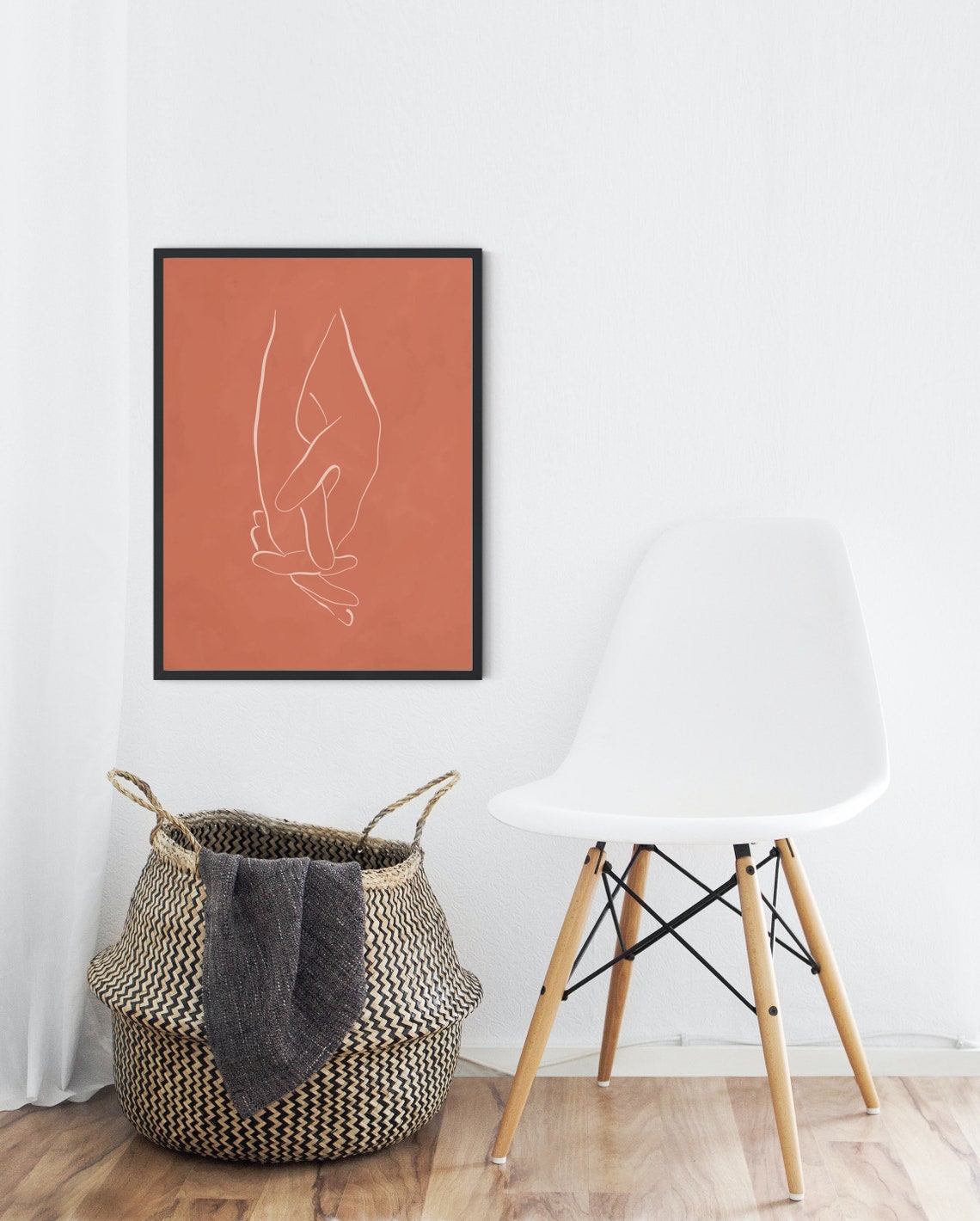 Holding Hands Line Art Print Printable Wall Art Neutral - Etsy