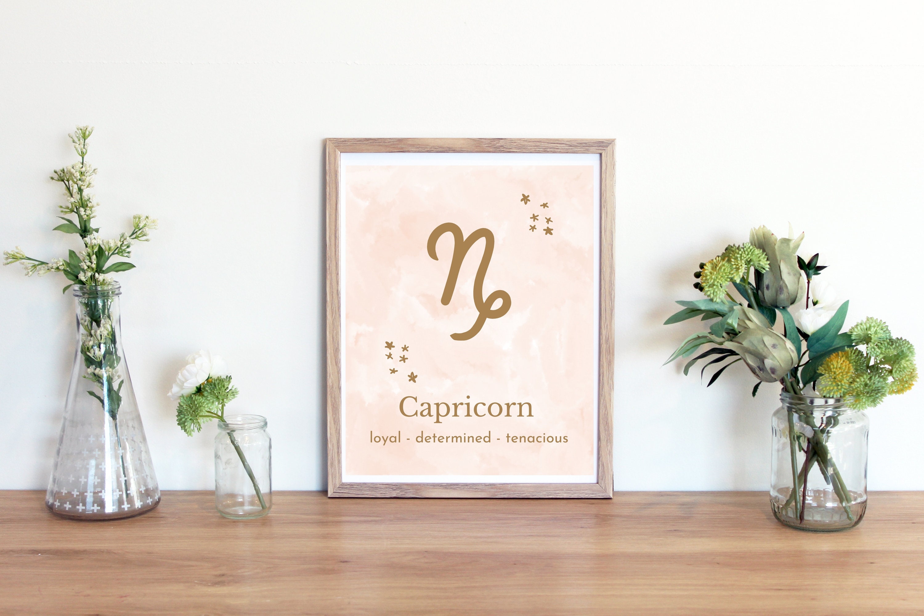 Capricorn Star Sign Printable Wall Art, Digital Download, Zodiac Print ...