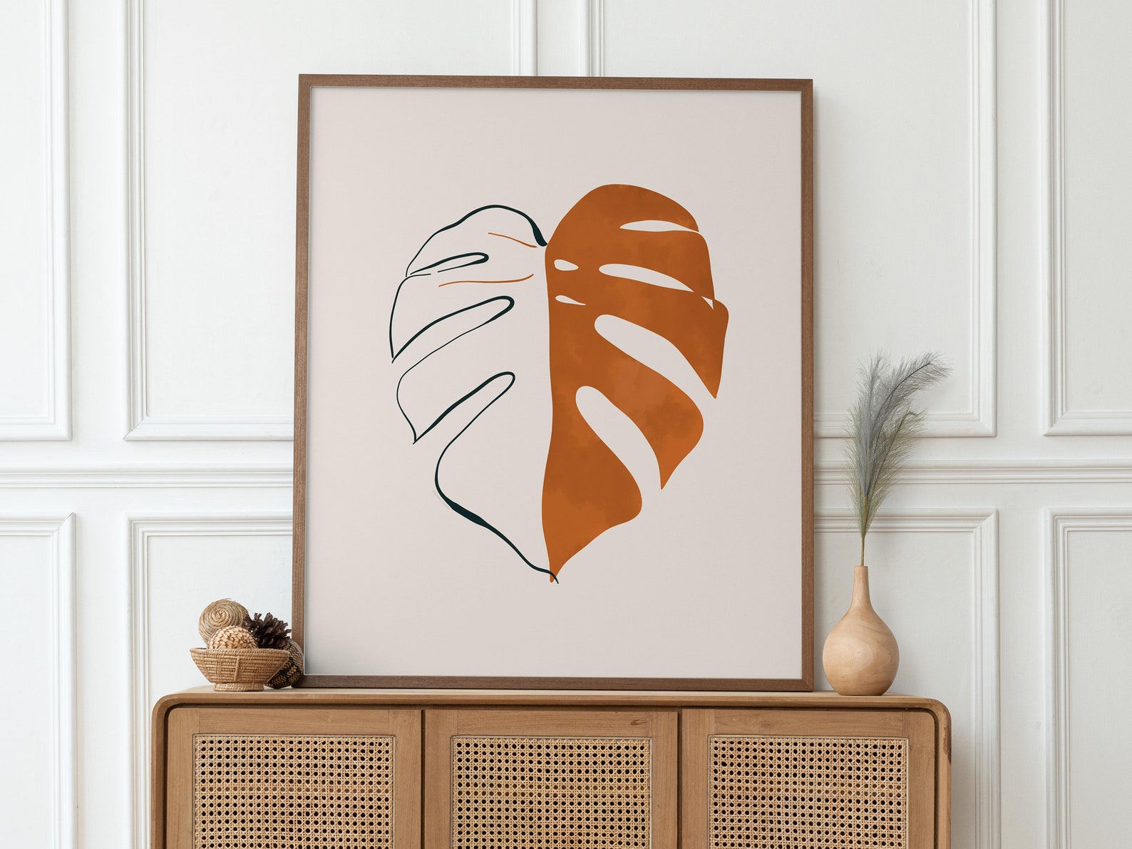 Monstera Line Art Print, Printable Wall Art, Digital Download, Nursery ...