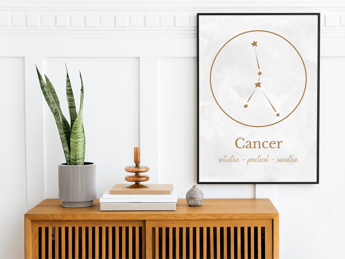 Cancer Star Sign Printable Wall Art, Digital Download, Zodiac Print ...