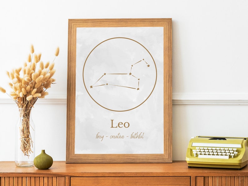 Leo Star Sign Printable Wall Art Digital Download Zodiac - Etsy