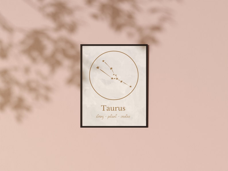 Taurus Star Sign Printable Wall Art Digital Download Zodiac | Etsy
