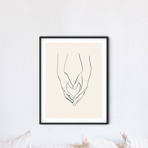 Heart Hands Line Art Print, Printable Wall Art, Digital Download ...