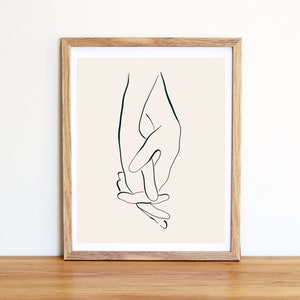 Holding Hands Line Art Print Printable Wall Art Digital | Etsy