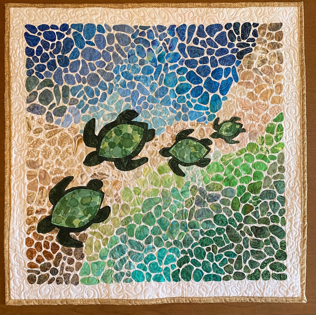 Large Quilted Mosaic Sea Turtles Wall Hanging - Etsy