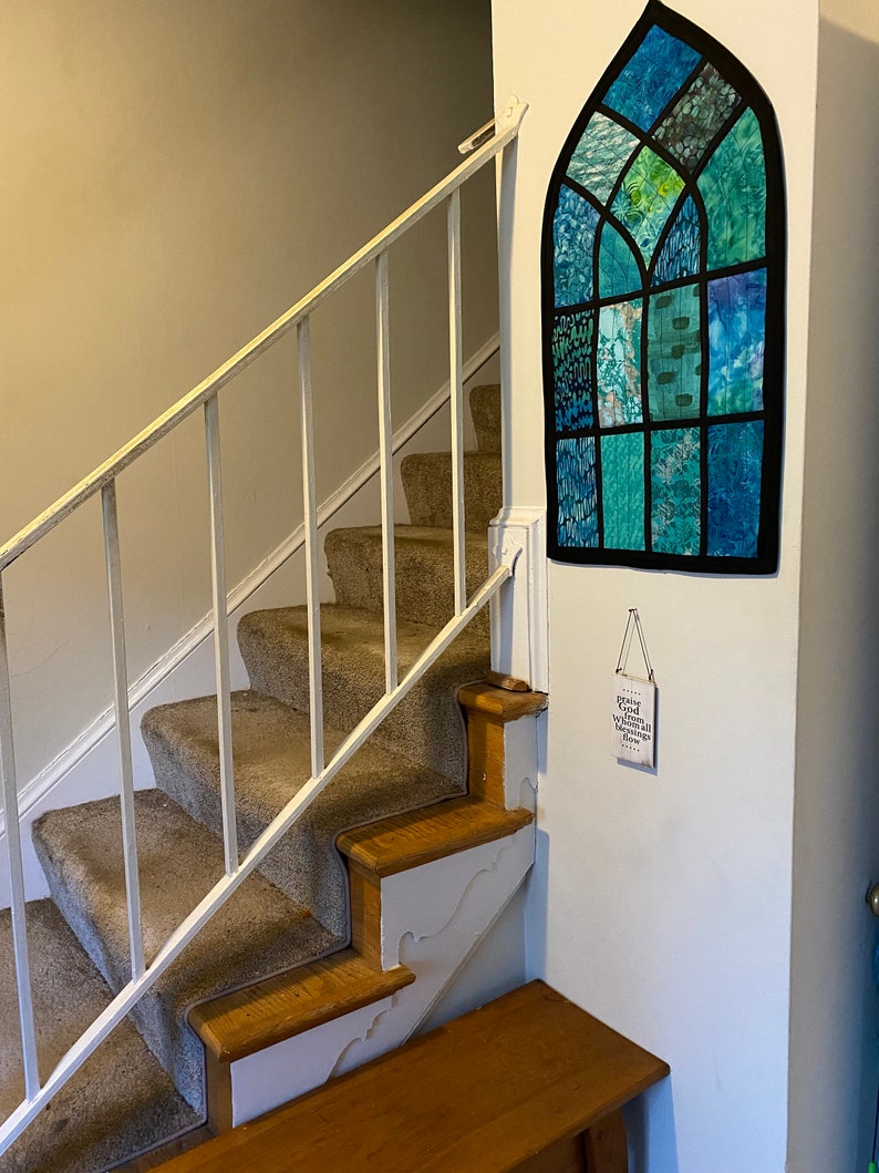 Quilted Aqua Gothic Window Wall Hanging - Etsy