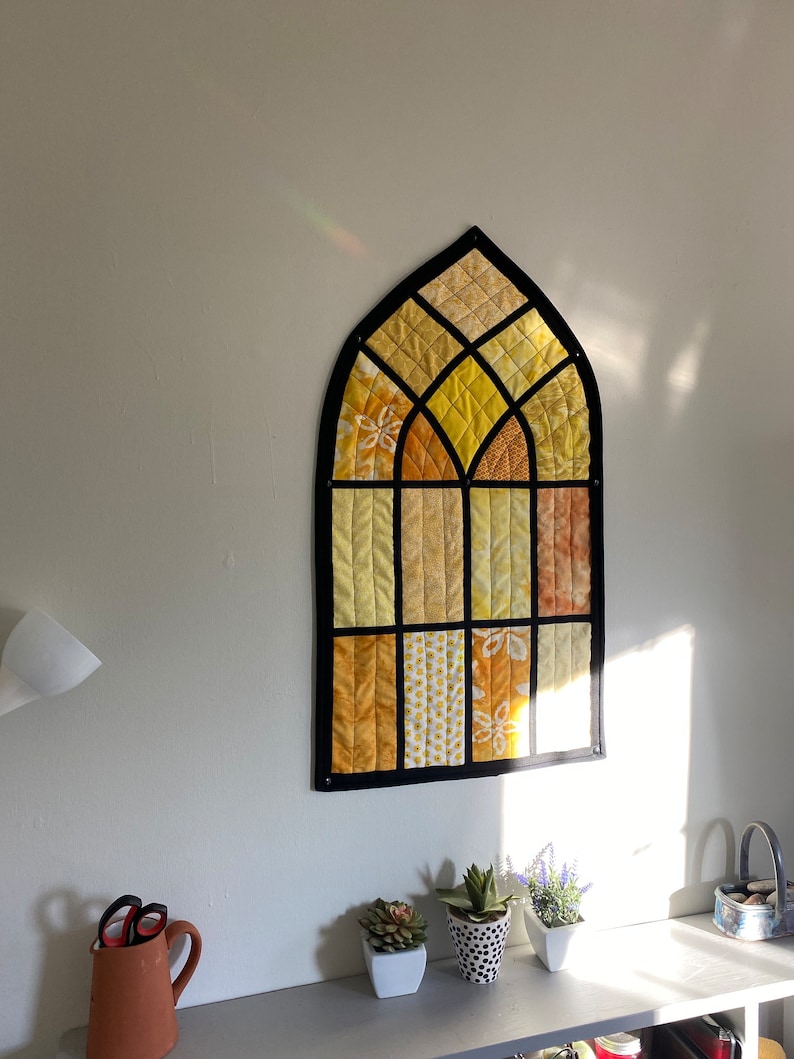 Quilted Yellow Gothic Window Wall Hanging - Etsy