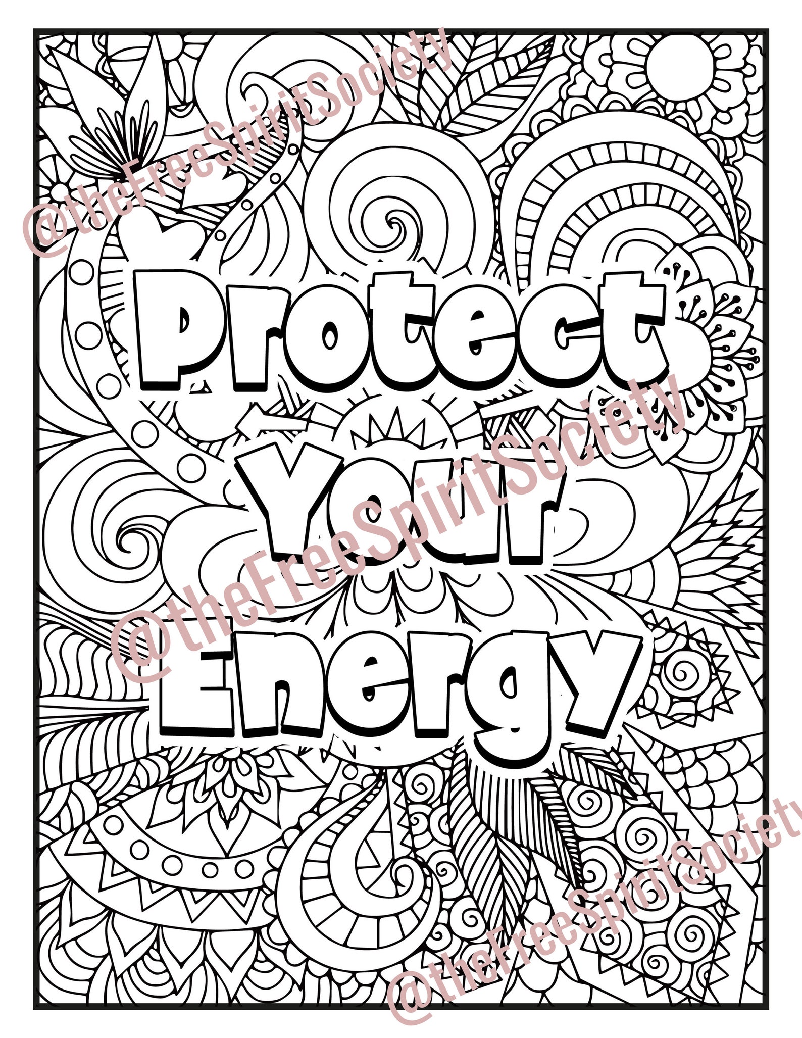 Protect Your Energy Spiritual Coloring Pages - Witchy Printable -adult ...