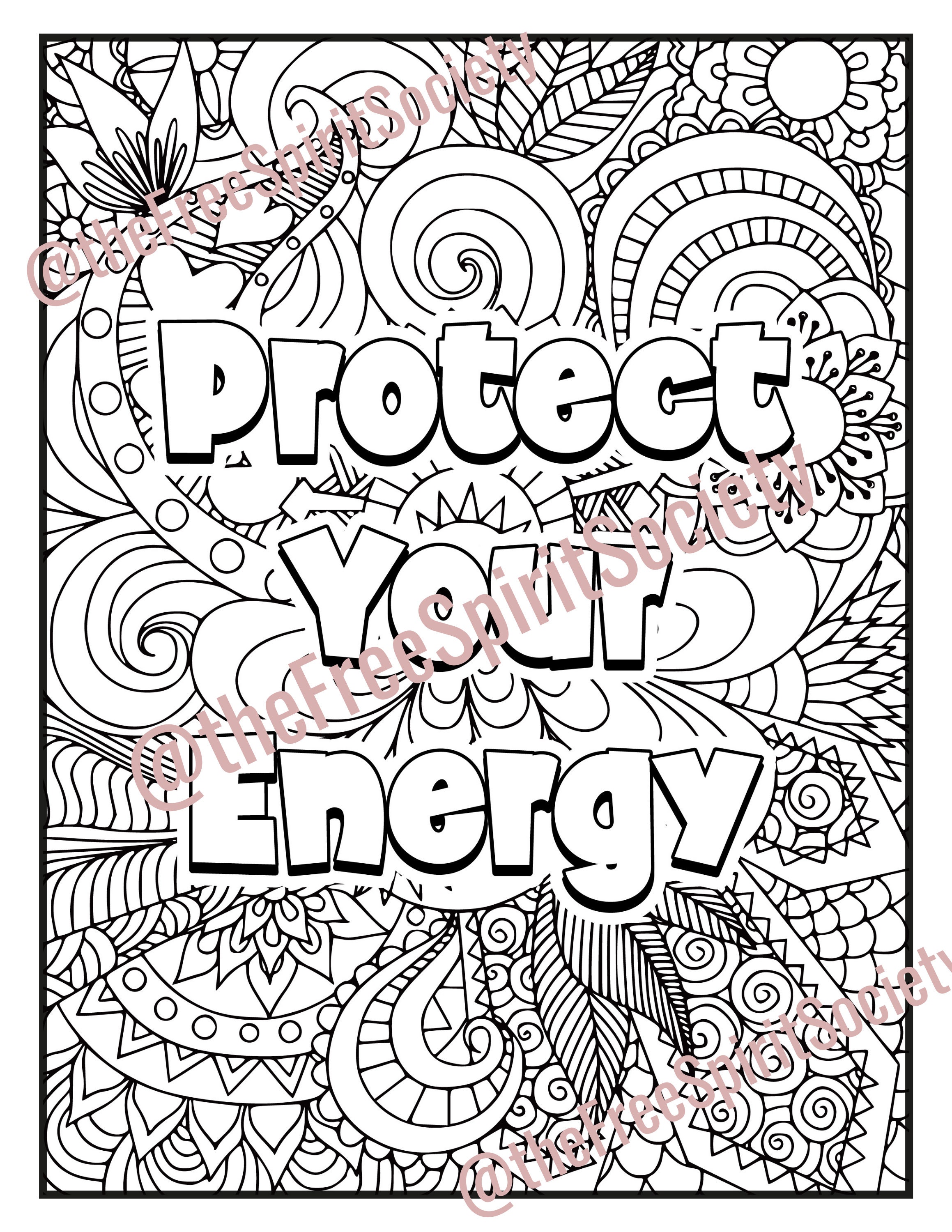 Protect Your Energy Spiritual Coloring Pages - Witchy Printable -adult ...