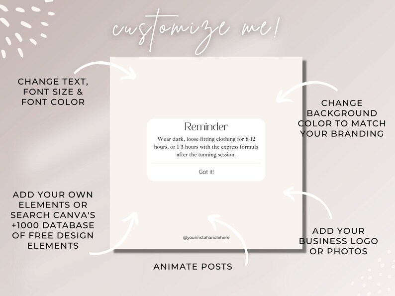 Spray Tan Reminder Instagram Template | Canva Editable Template ...