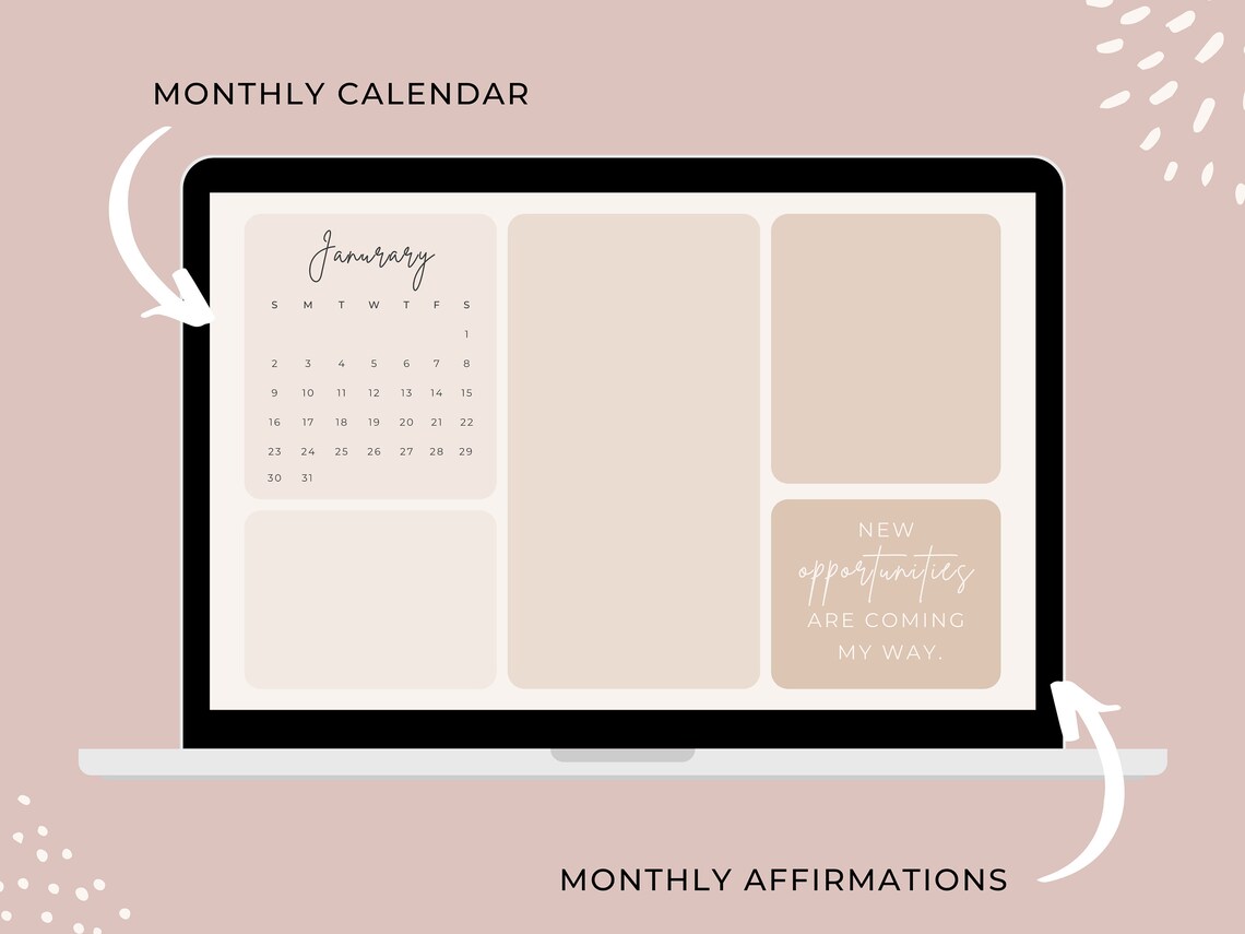 2022 Calendar Desktop Organizer Wallpaper | Monthly Affirmations ...