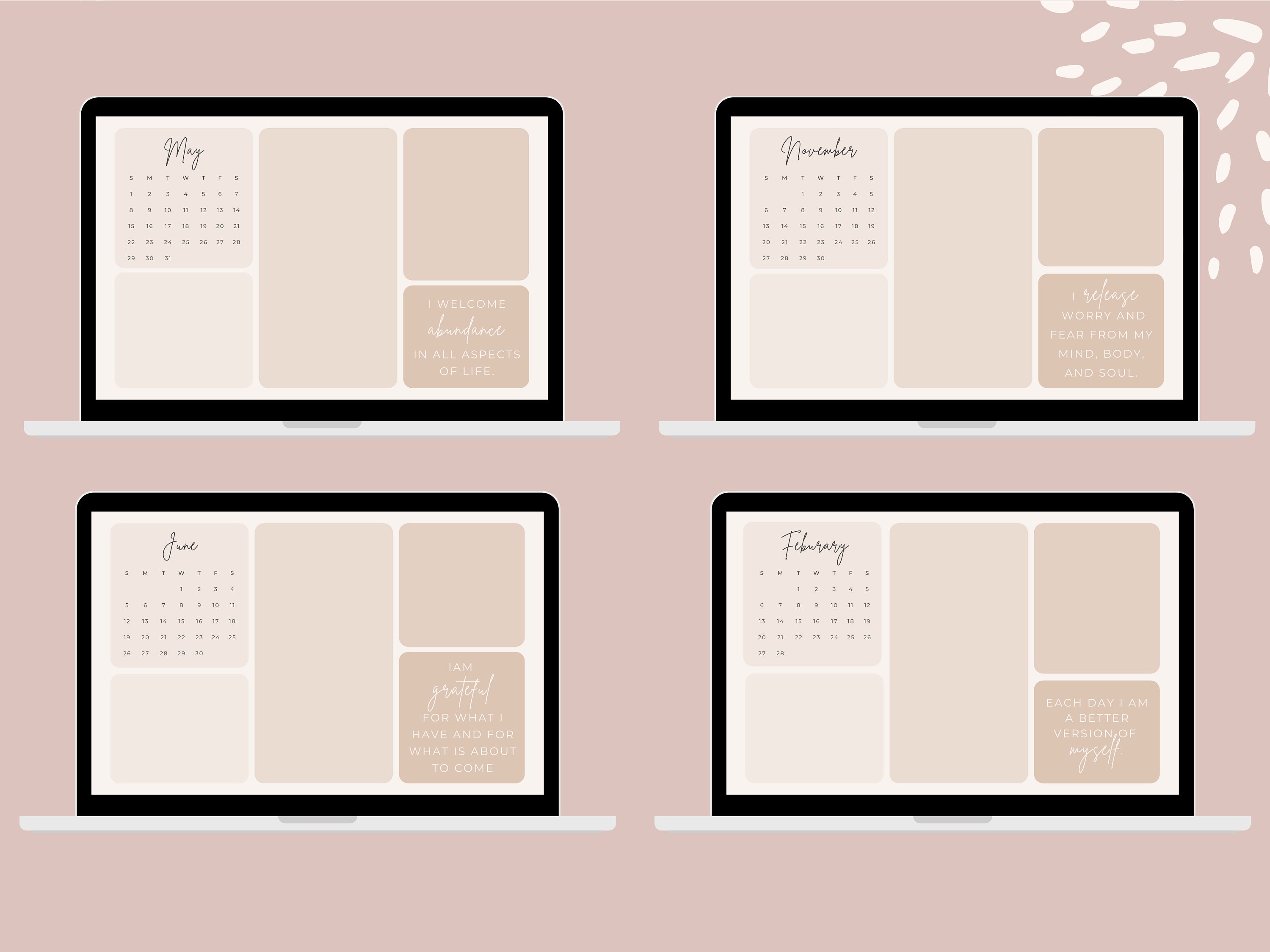 2022 Calendar Desktop Organizer Wallpaper | Monthly Affirmations ...