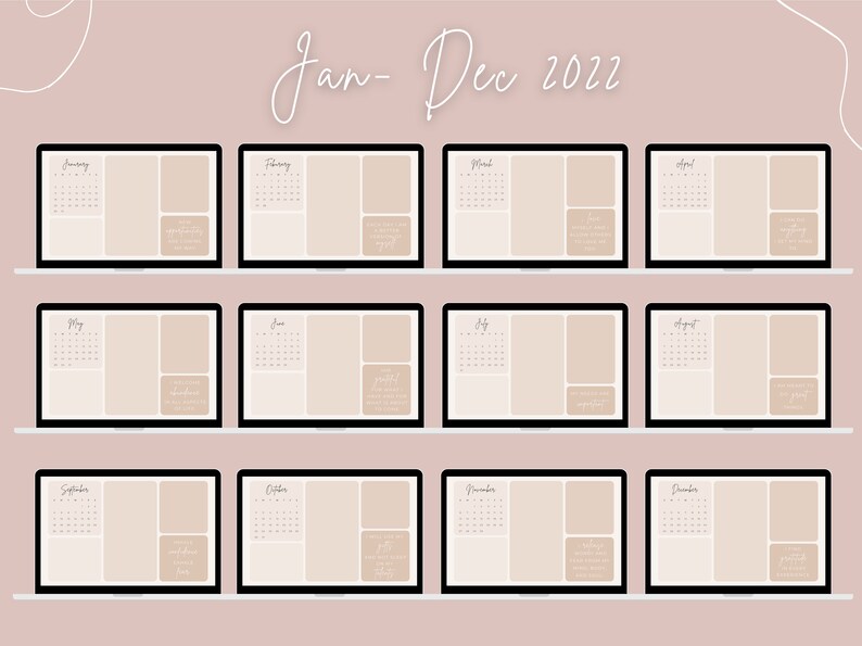 2022 Calendar Desktop Organizer Wallpaper | Monthly Affirmations ...