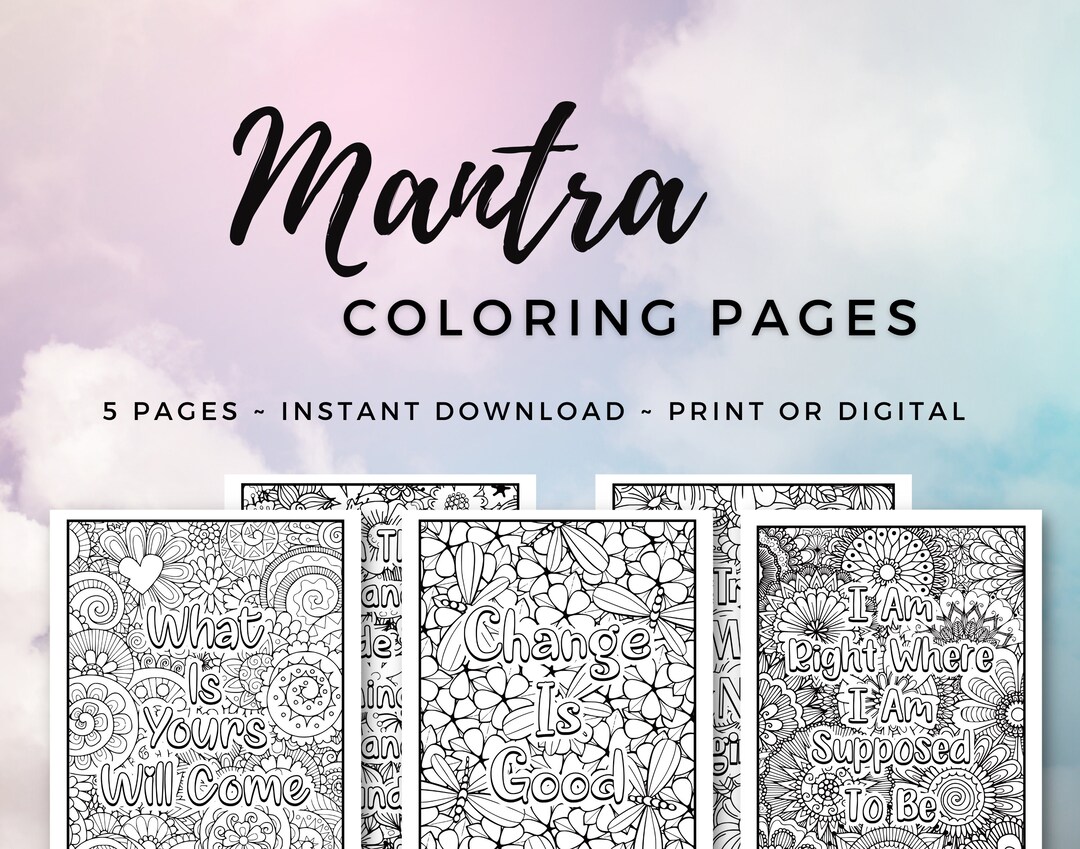 Mantra Coloring Pages - Witchy Spiritual Printable -adult Coloring ...