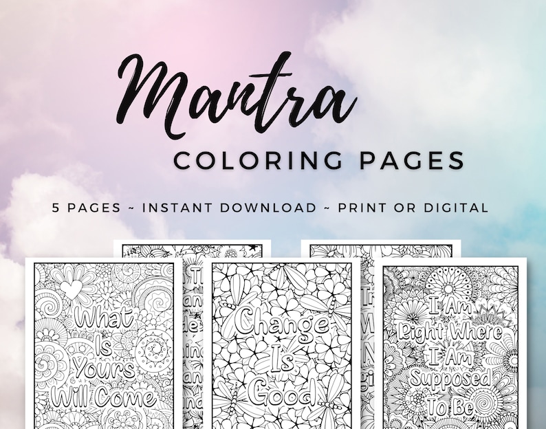 Mantra Coloring Pages - Witchy Spiritual Printable -adult Coloring ...