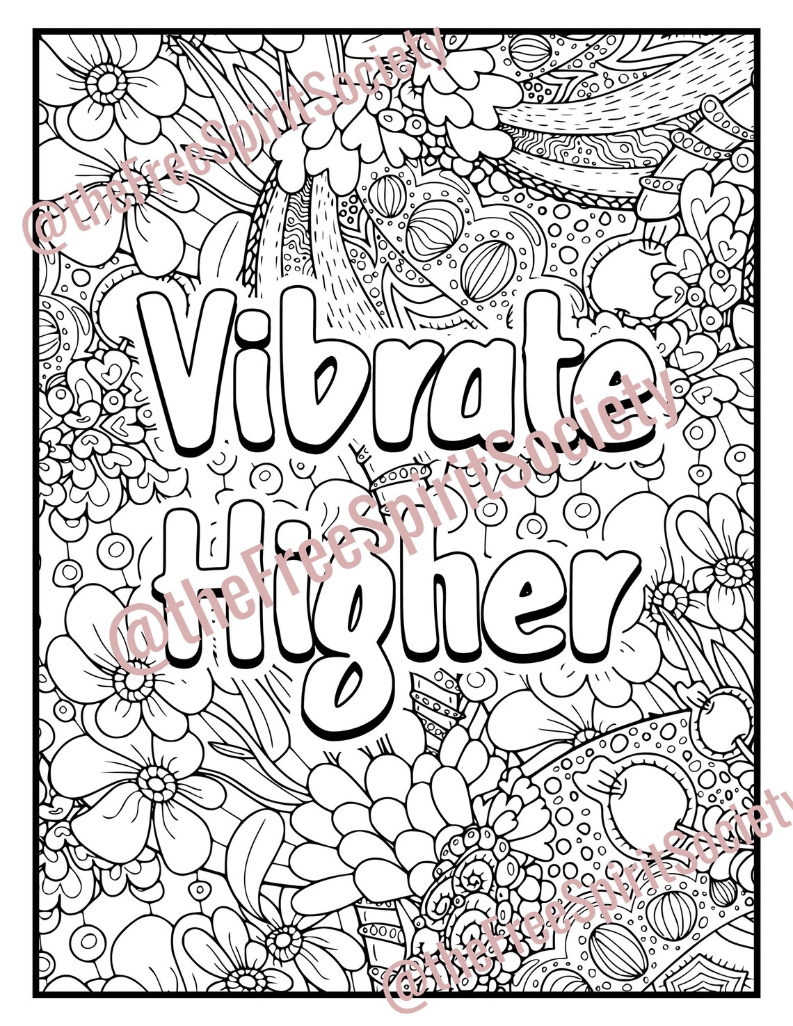 Vibrate Higher Spiritual Coloring Pages - Witchy Printable -adult ...