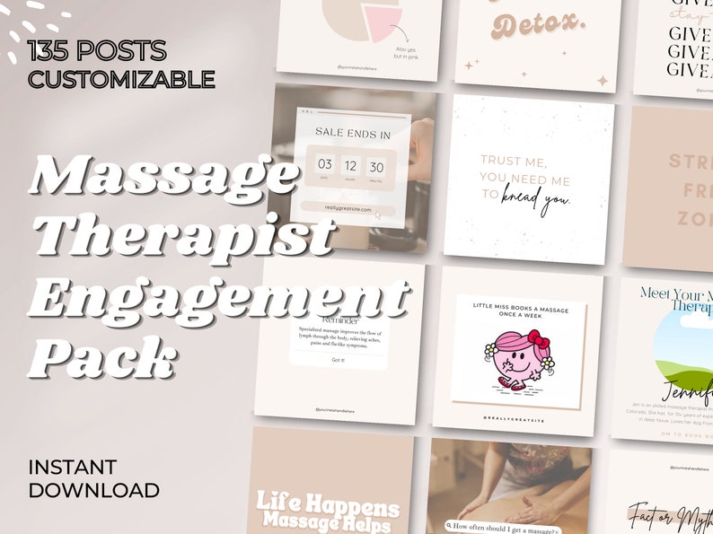 Massage Therapist Instagram Template Bundle | Canva Editable Template ...