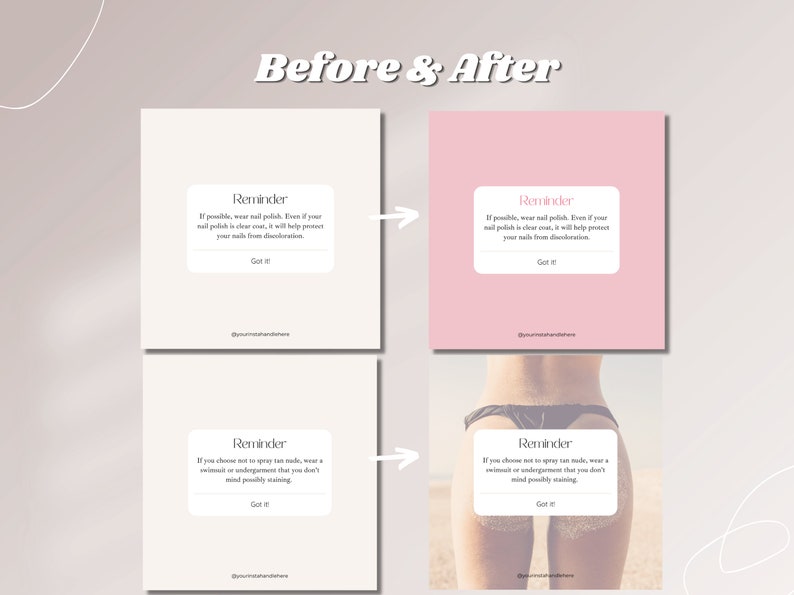 Spray Tan Reminder Instagram Template | Canva Editable Template ...