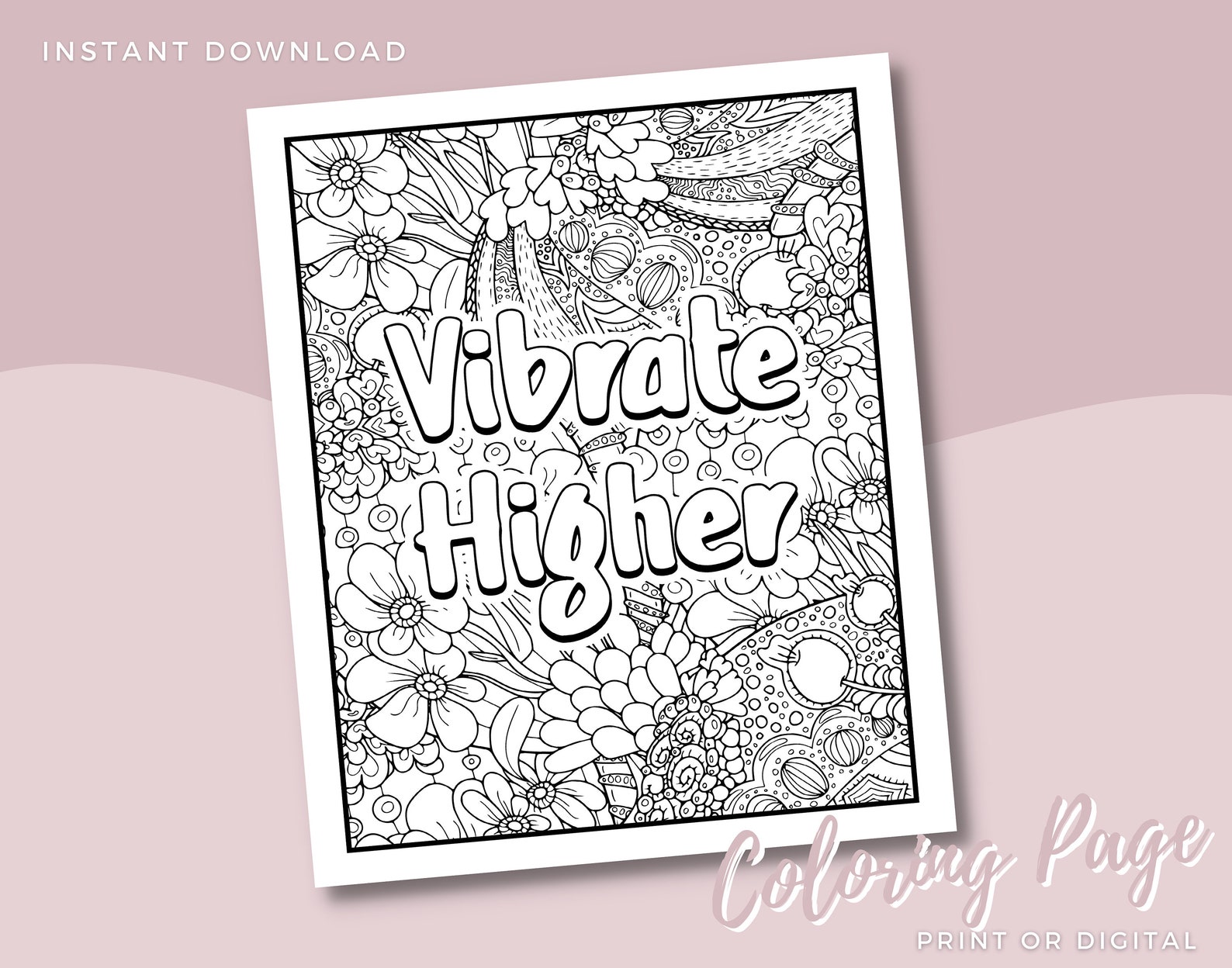 Vibrate Higher Spiritual Coloring Pages - Witchy Printable -adult ...