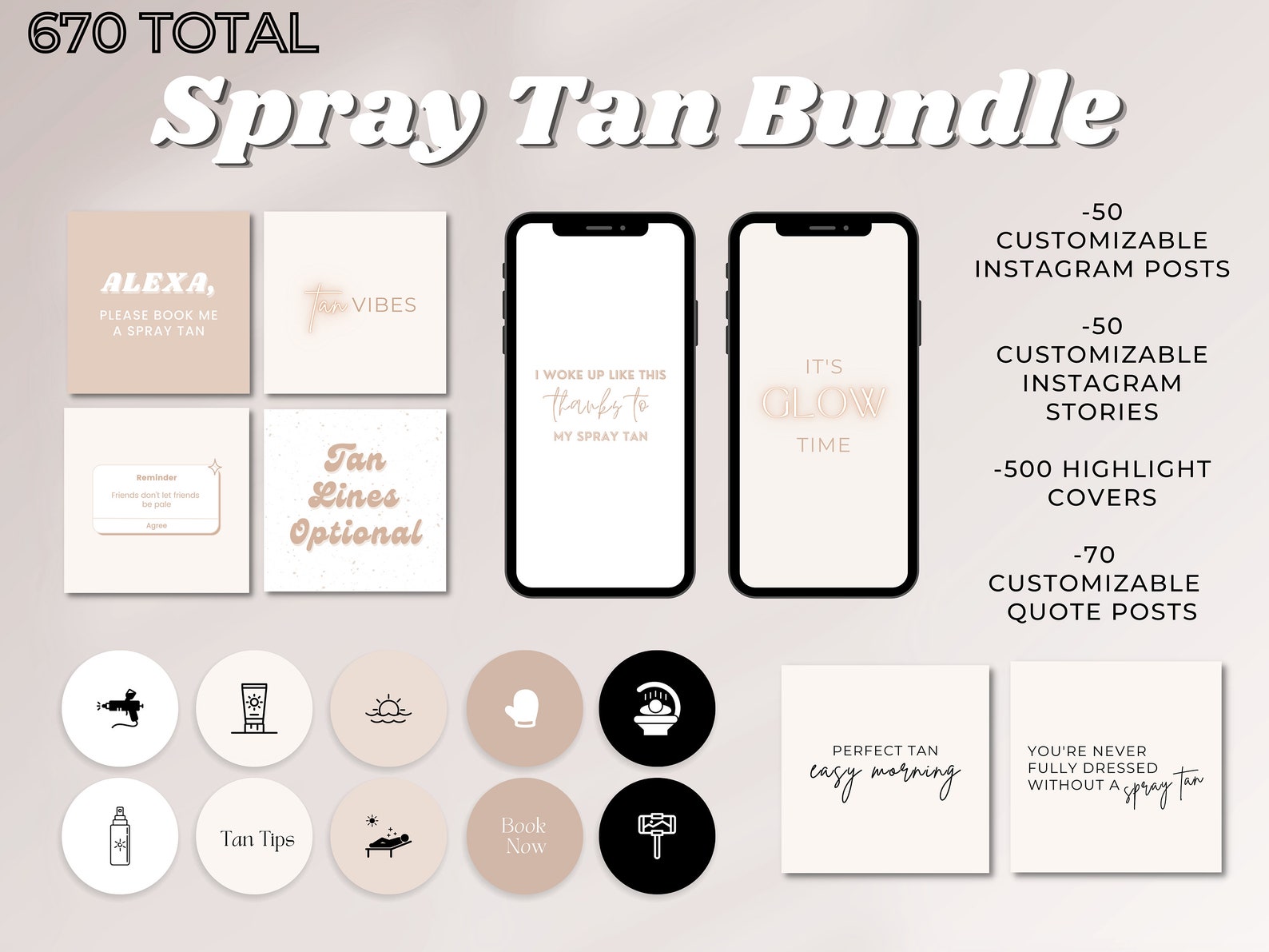 Spray Tan Instagram Template Bundle | Canva Editable Template ...
