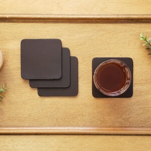 Square Coasters, 4pc Leather Coasters, Full Grain Leather Coasters ...