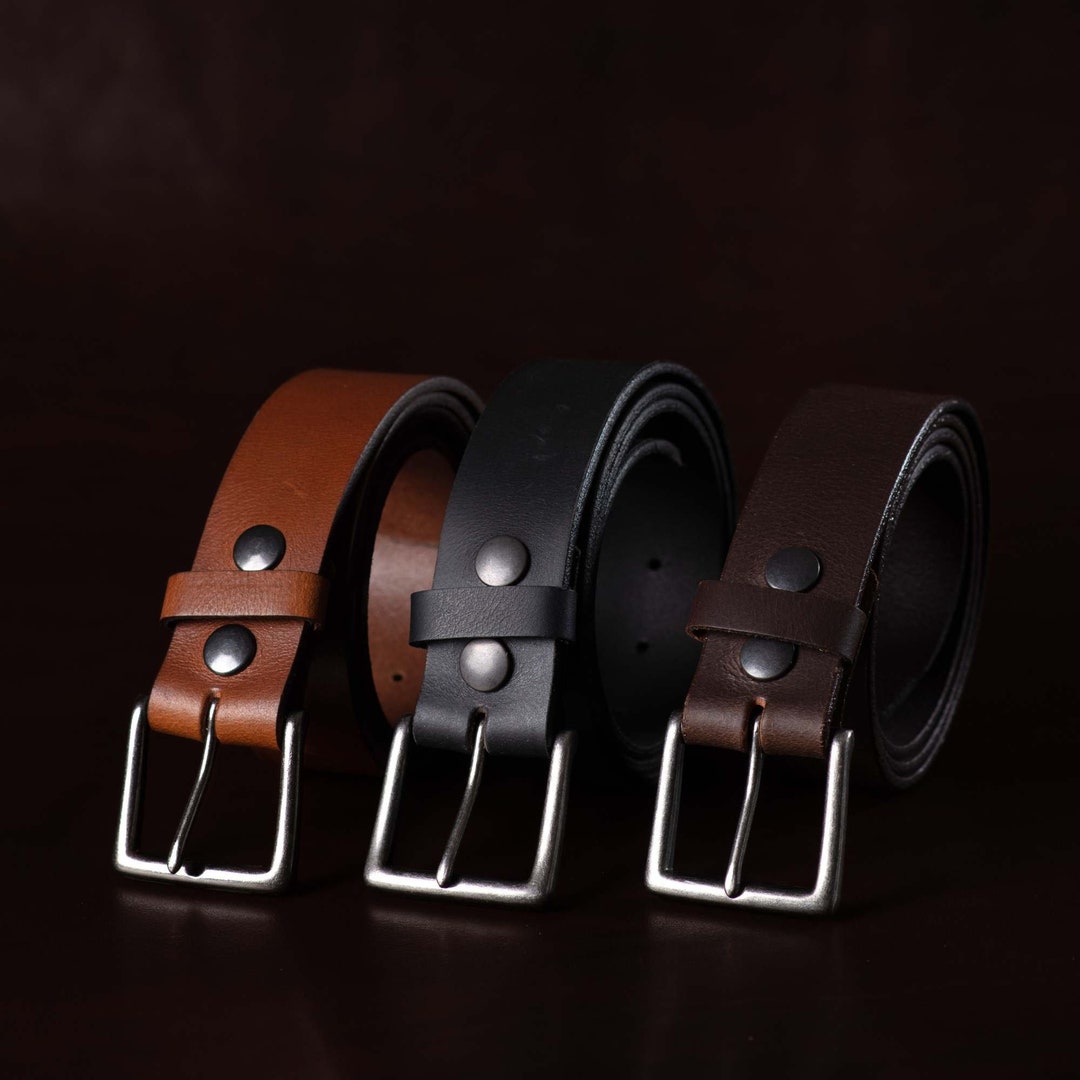 Leather Belt Set, 3 PC Gift Set for Men, Full Grain Leather Gift Set ...