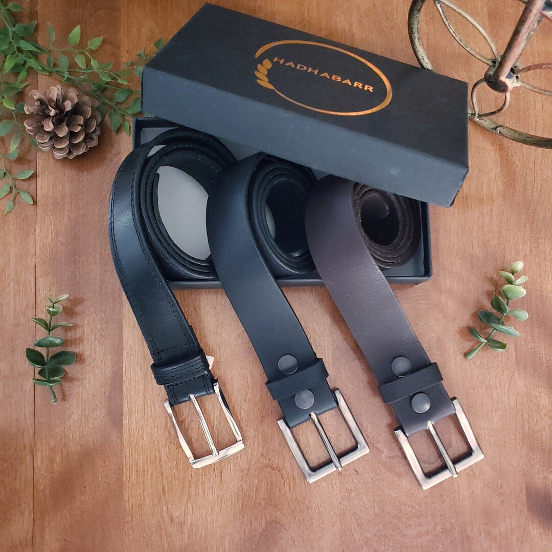 Full Grain Leather Belt Gift Set, Black & Brown, Handmade in Canada - Etsy