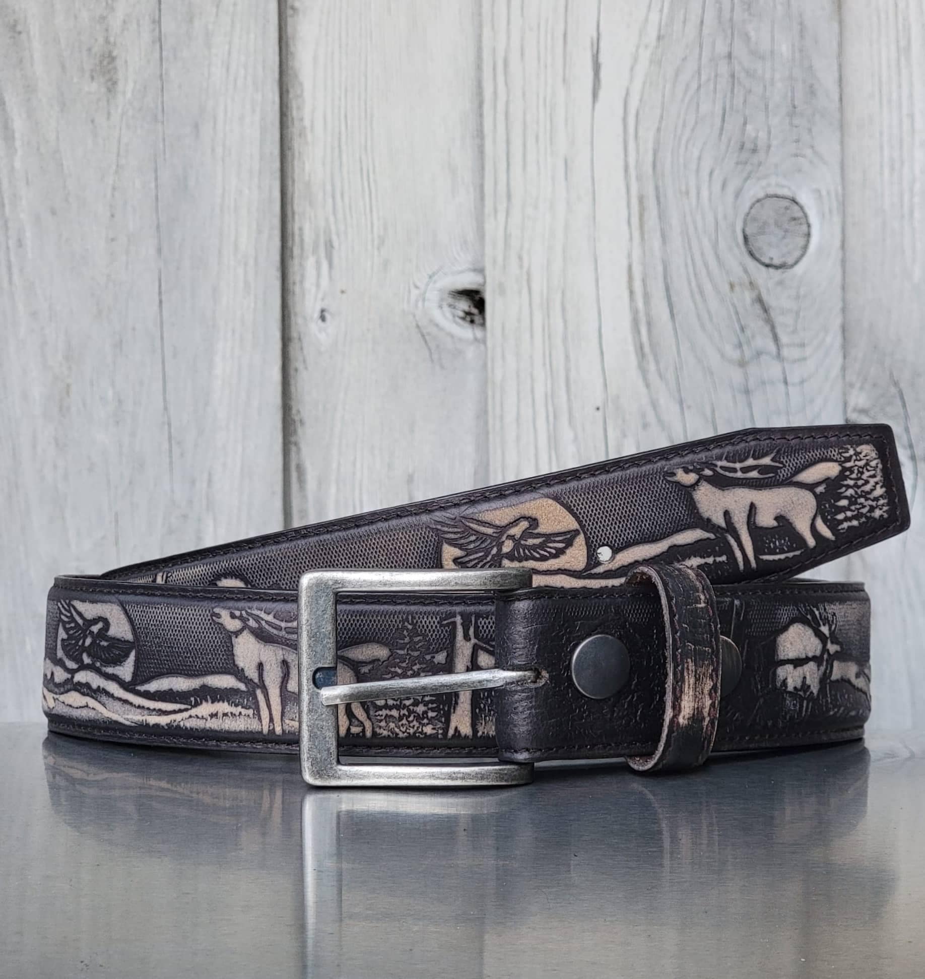 Black Embossed Leather Belt 100% Full Grain Leather Belt Made - Etsy