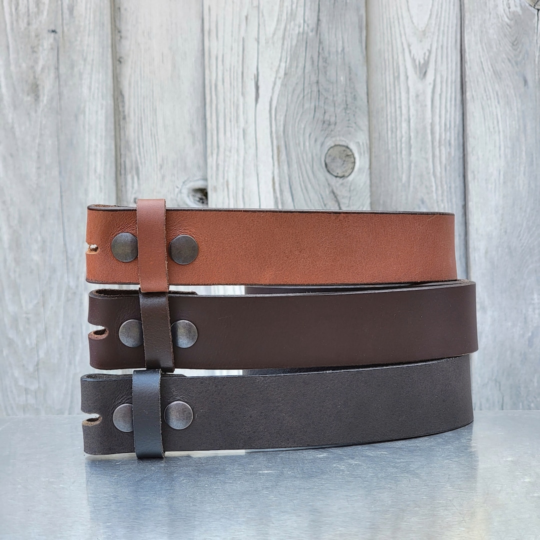 Leather Belt Snaps, Leather Belt Strap With Snaps, Full Grain Leather ...
