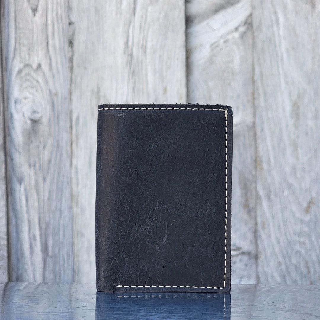 Black Trifold Wallet, Men's Wallet, Black Leather Trifold Wallet, Men's ...