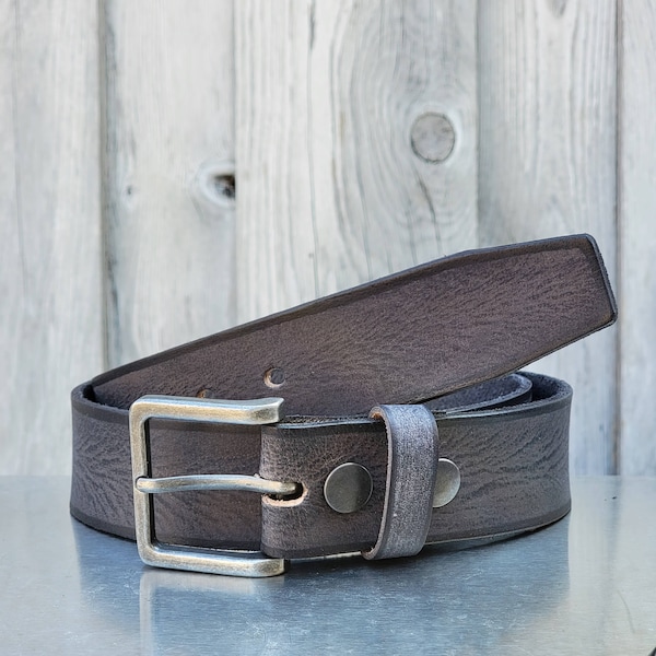 Gray Leather Belt - Etsy