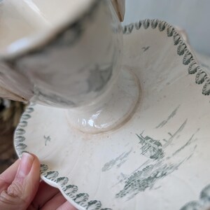 Antique French Gravy Boat, Green Transferware, Stamped GIEN Ocean ...