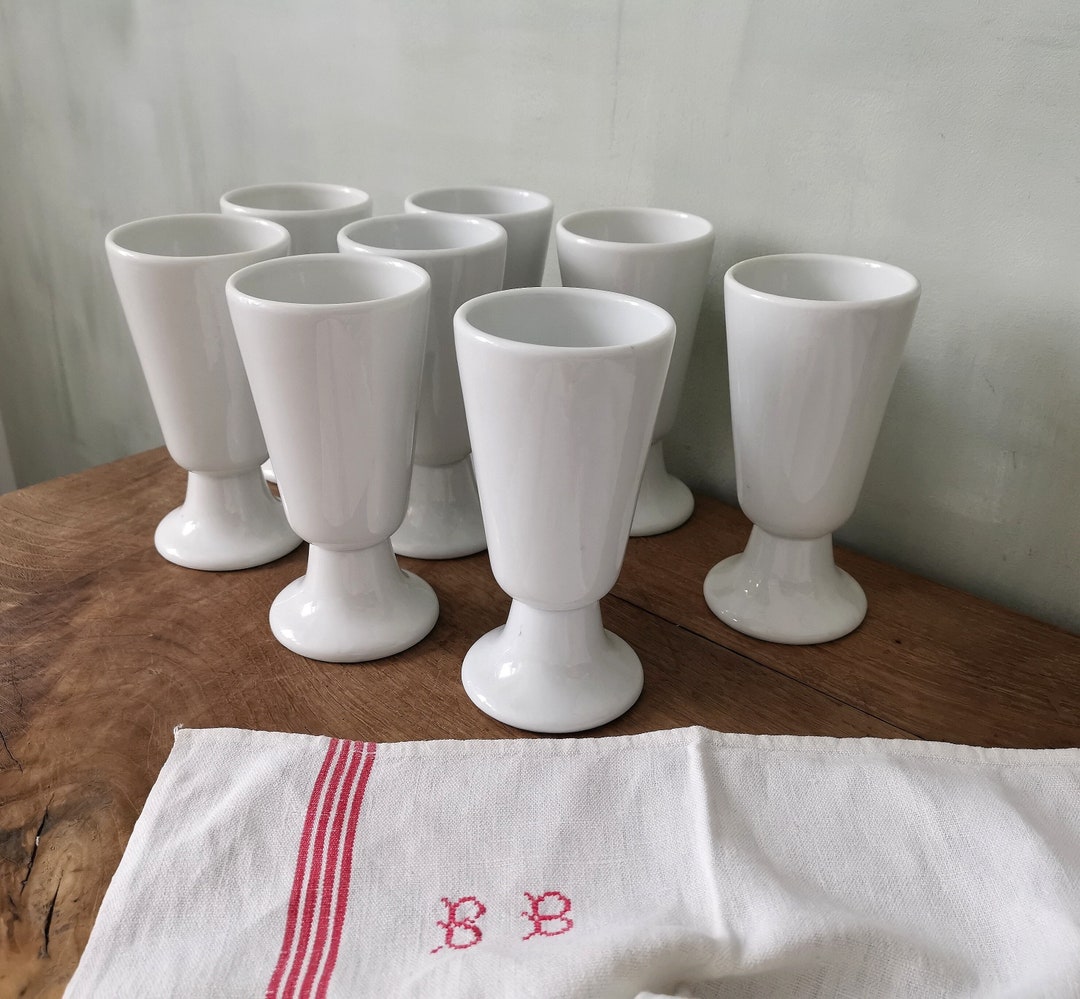Set of 8 French Vintage Mazagrans / White Limoges Porcelain Mugs ...