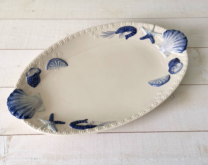 XXL Ceramic Large Seafood Plate, Fish Serving Plate, Seafood Dinnerware ...