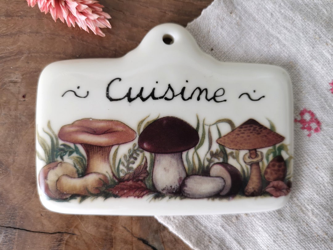 Vintage French Kitchen Door Sign, LIMOGES Porcelain, Botanical Decor ...
