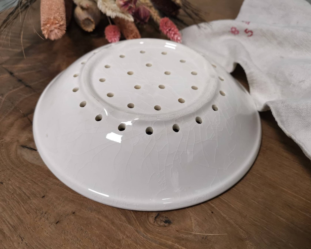 Antique French White Ceramic Colander Dish, Fruit Bowl, Berry Bowl - Etsy