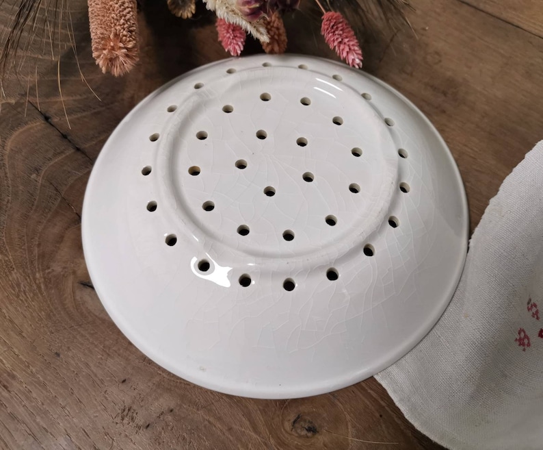 Antique French White Ceramic Colander Dish Fruit Bowl Berry - Etsy