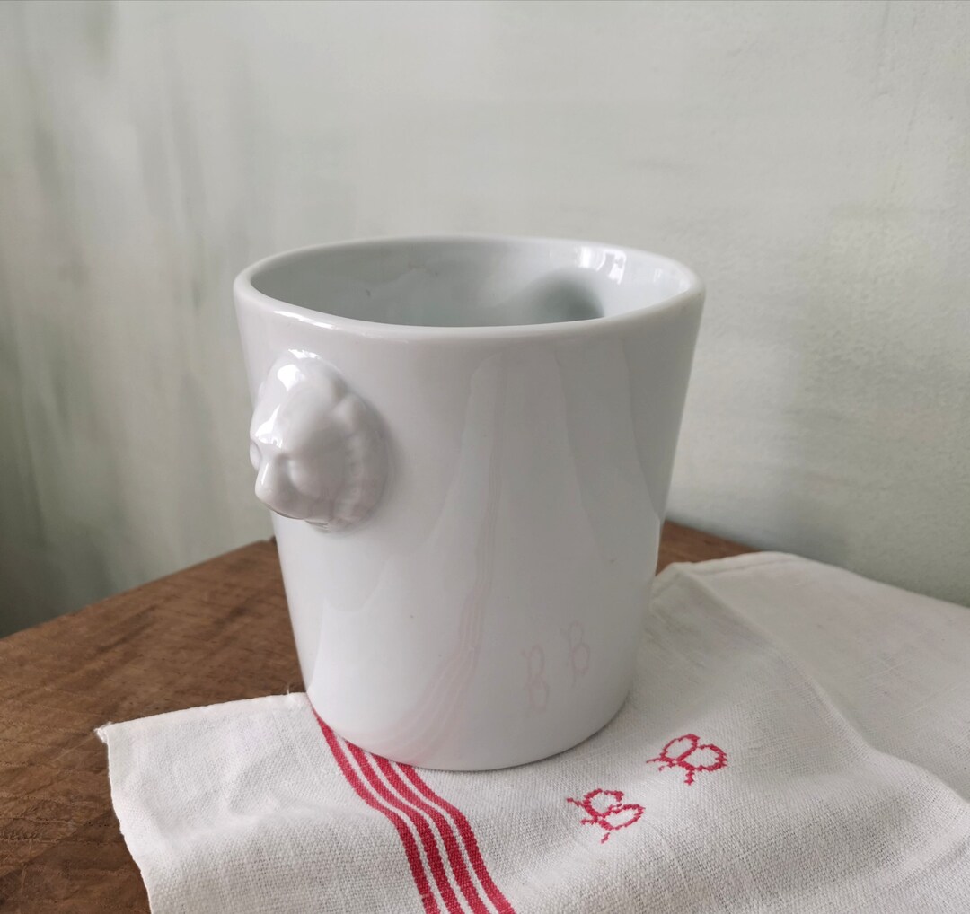 Vintage French White Ice Bucket W Lion Head Handles, LIMOGES White ...