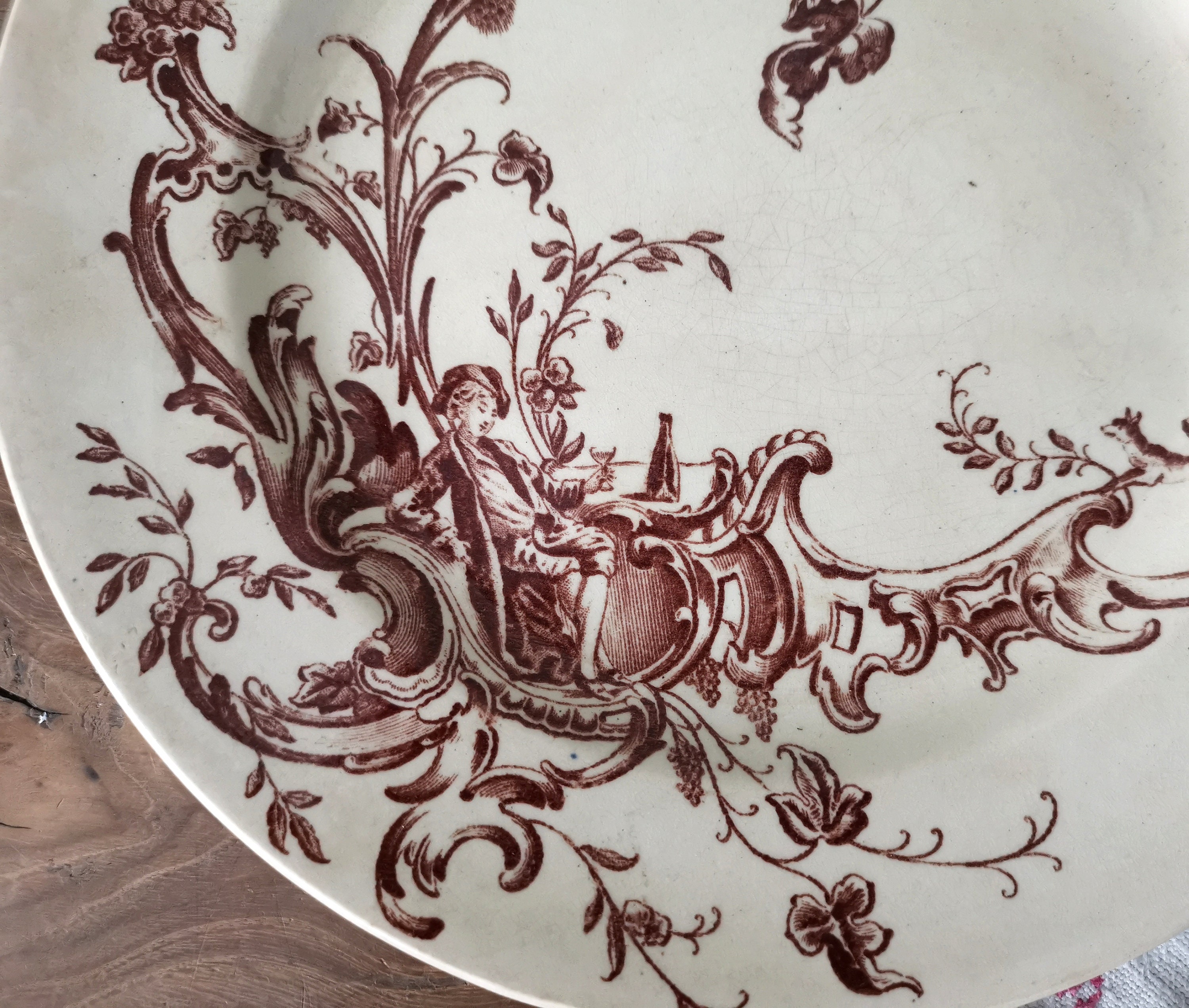 Antique French Plate, Stamped JULES VIEILLARD Bordeaux Buveurs, White ...