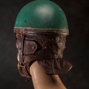 Vintage Motorcycle Helmet, Retro Green Helmet, 1960s, Made in Poland ...