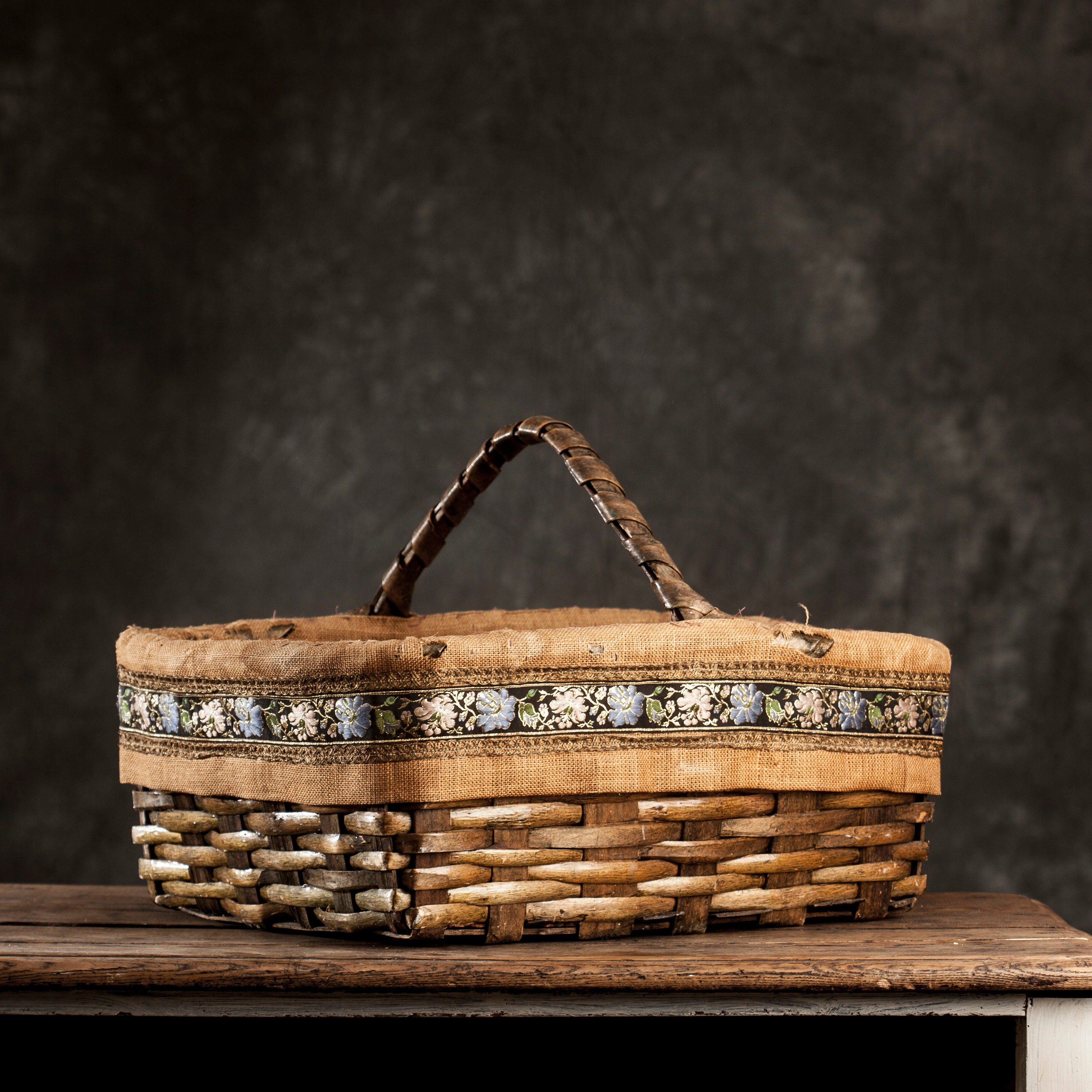 Vintage Italian Basket With Linen Fabric Boho Large Wicker - Etsy