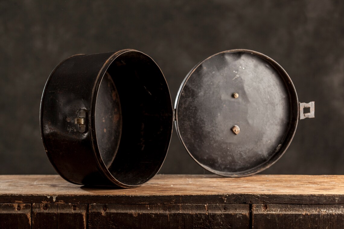 Antique Victorian Metal Hat Box C1900s With Handwritten Tag | Etsy