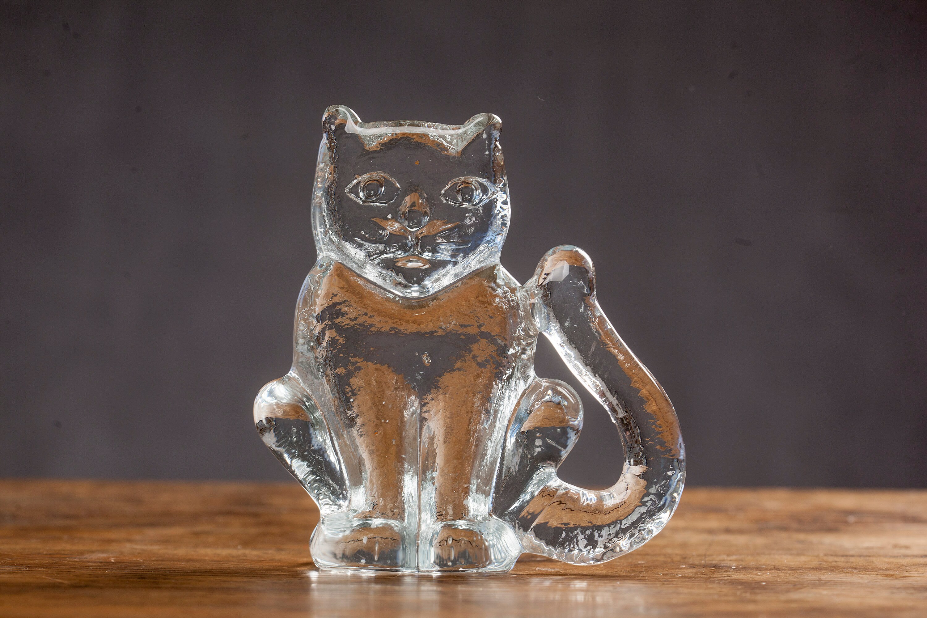 Vintage Clear Glass Cat Figurine / Paperweight Made in - Etsy