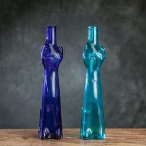 Vintage Set of 2 Bottles / Decanters in Shape of Cat, Blue and ...