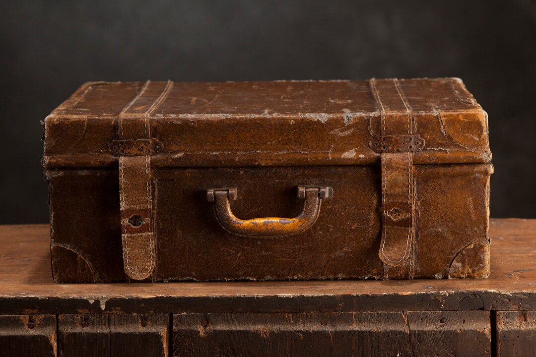 VINTAGE LEATHER SUITCASE, Retro Travel Luggage, Retro Storage Box, Mid ...