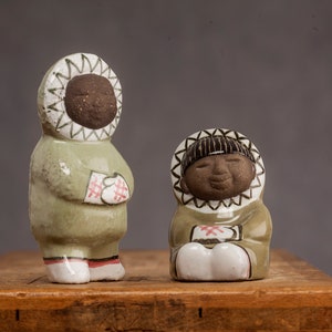 Vintage Ceramic Set of 2 Eskimos Figurine by Mari Simmulson for Upsala ...