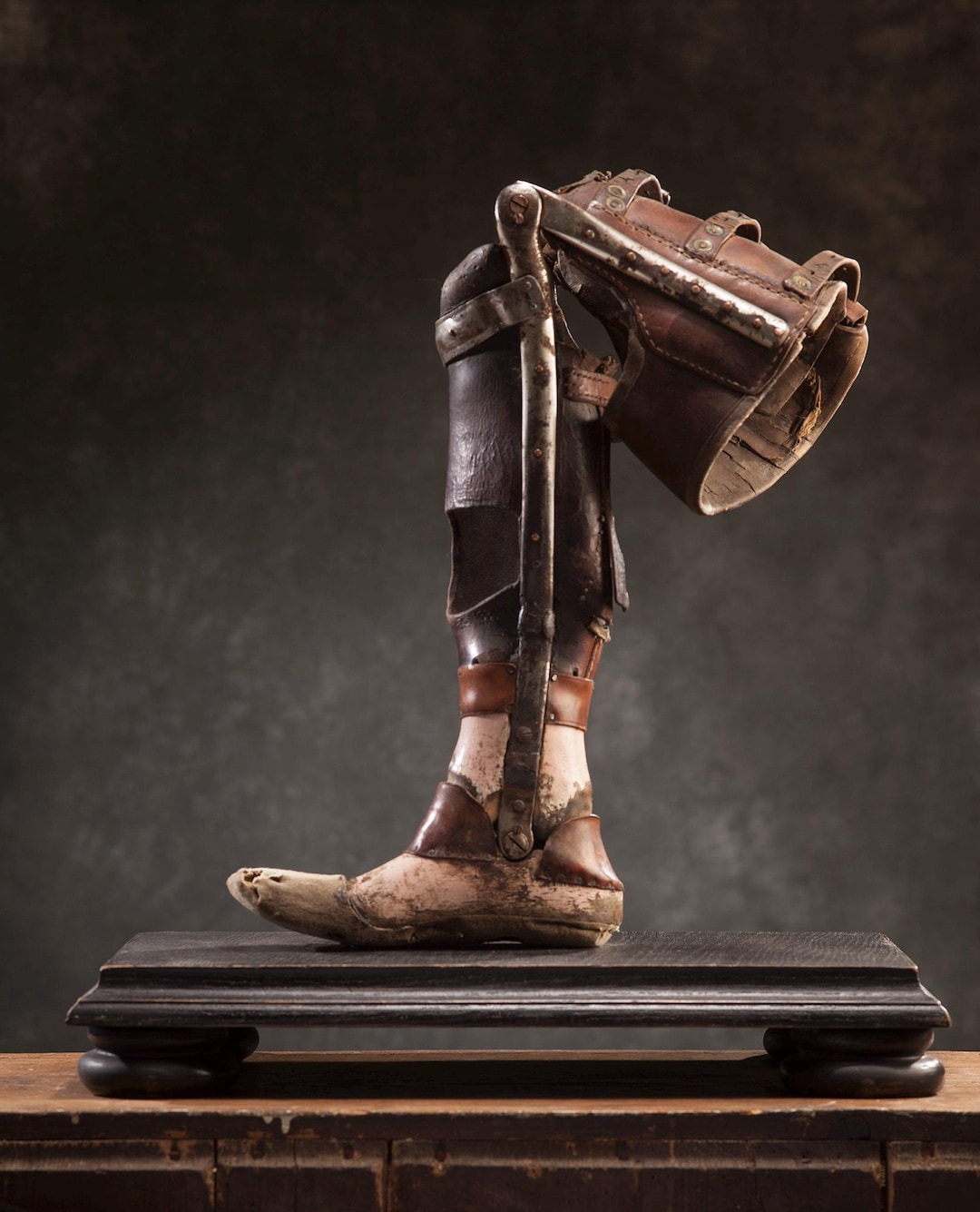 Vintage 1960s Leg Prosthesis Orthopedic on Wooden Base, Wood and ...