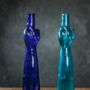 Vintage Set of 2 Bottles / Decanters in Shape of Cat, Blue and ...